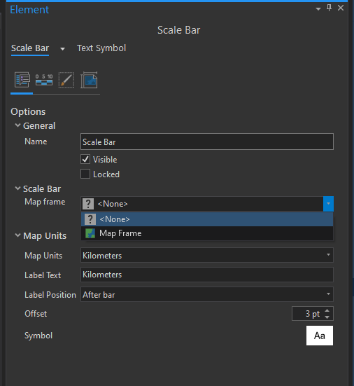 Scale Bar does not link to my map frame - Esri Community