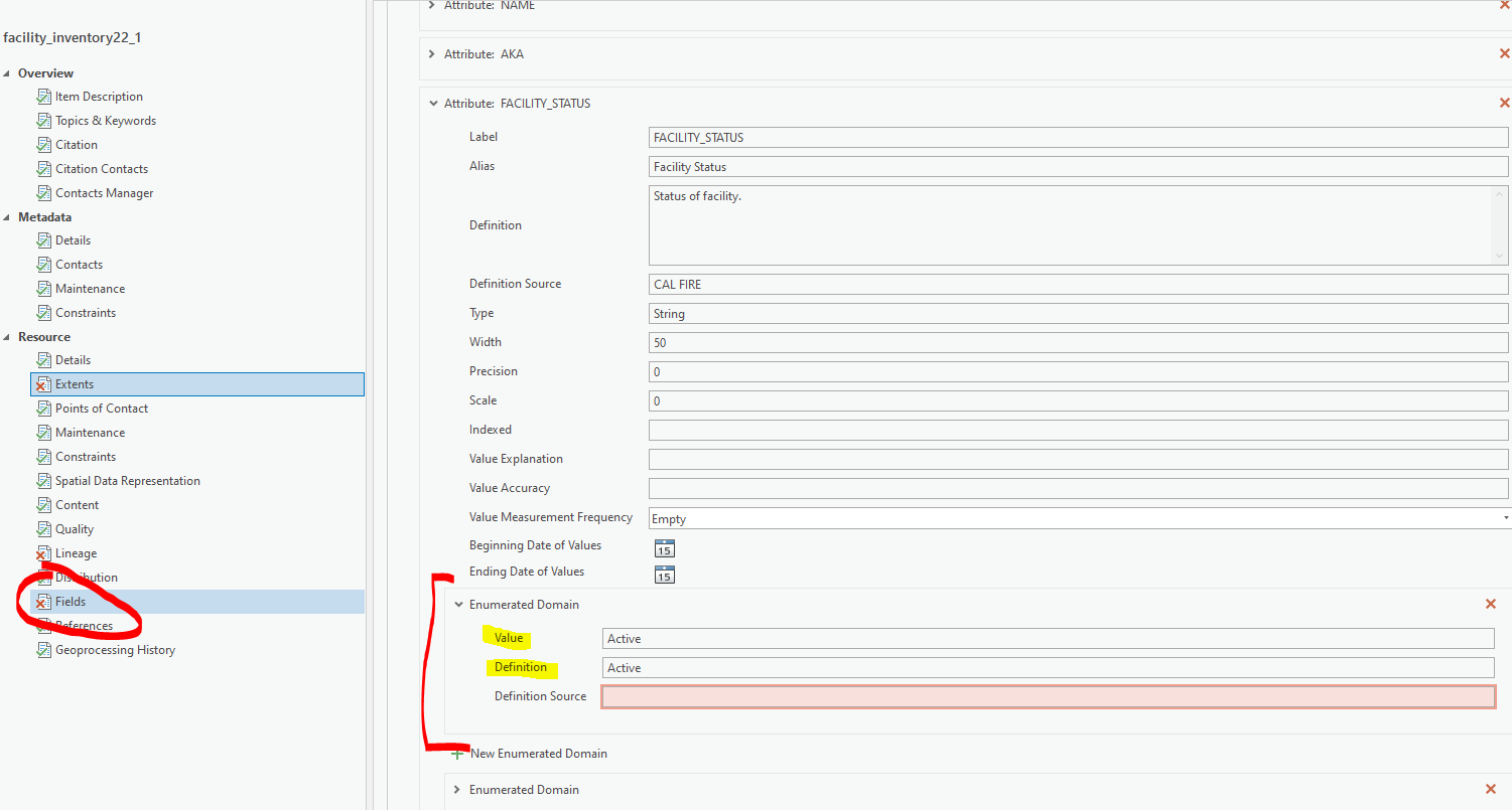 Import domain code/description to metadata - Esri Community