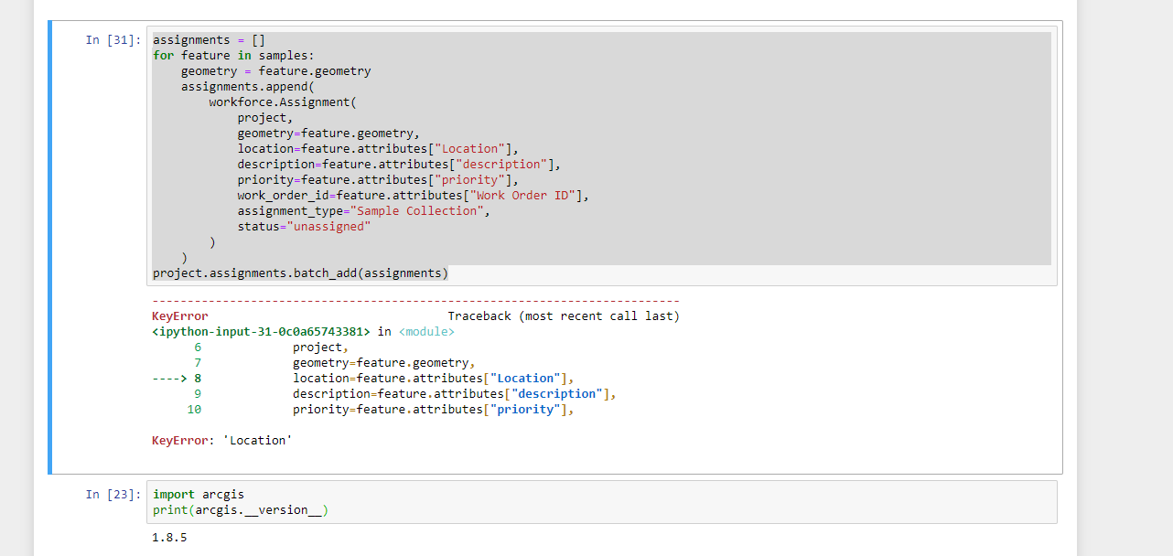 Solved: Automating Workforce Assignements Python KeyError ... - Esri ...