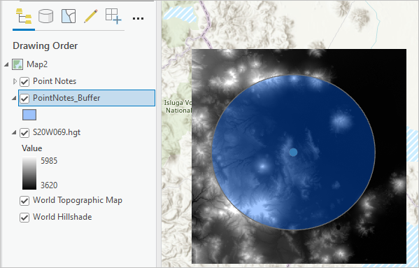 Solved: How to calculate relief with a radius of 2 km from... - Esri ...