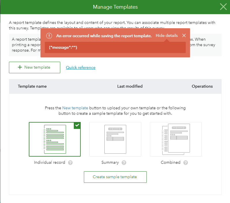 Survey123 Error managing Templates - "An error occ... - Esri Community