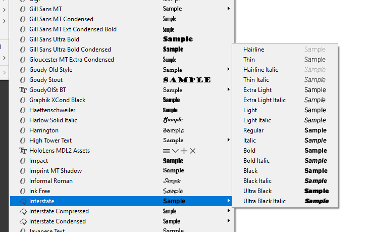 Sort font styles by weight - Esri Community