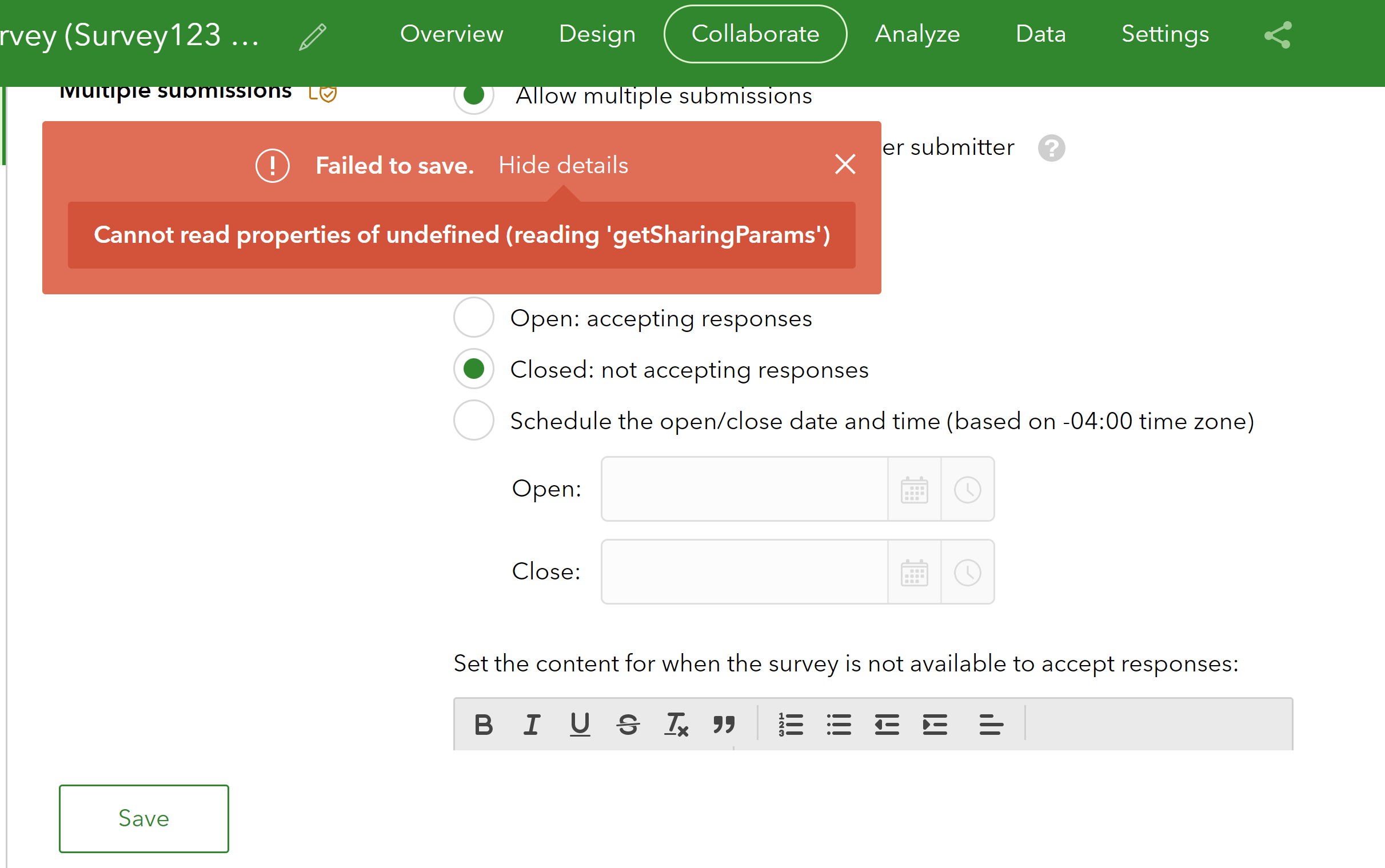 Error when closing survey made in Connect - Esri Community