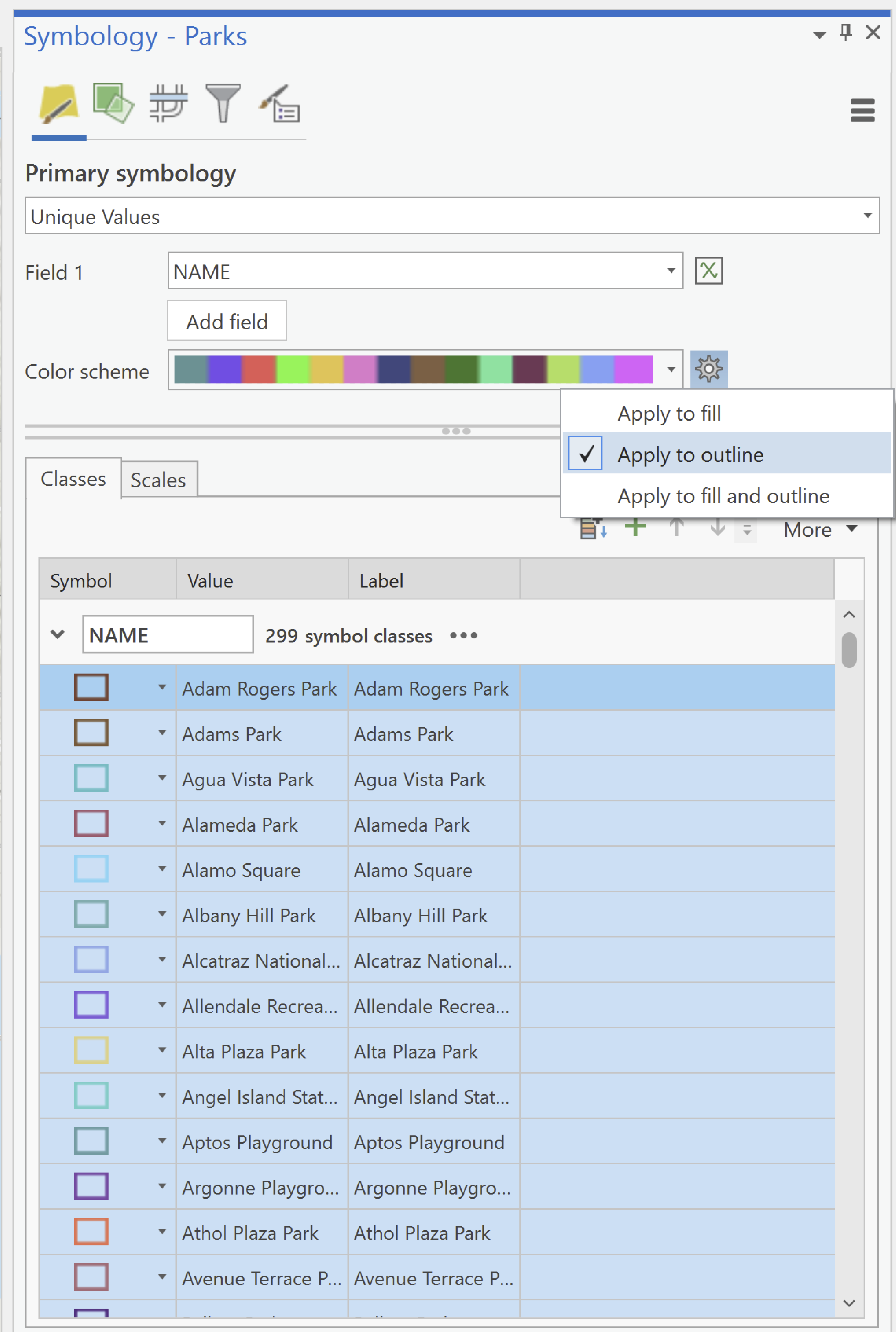 How to create varying color outline symbology only... - Esri Community
