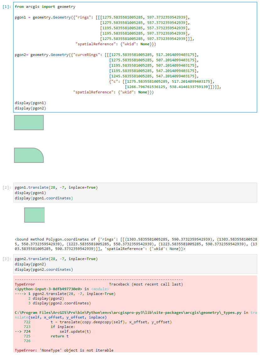 arcgis.geometry module translate() method returns ... - Esri Community