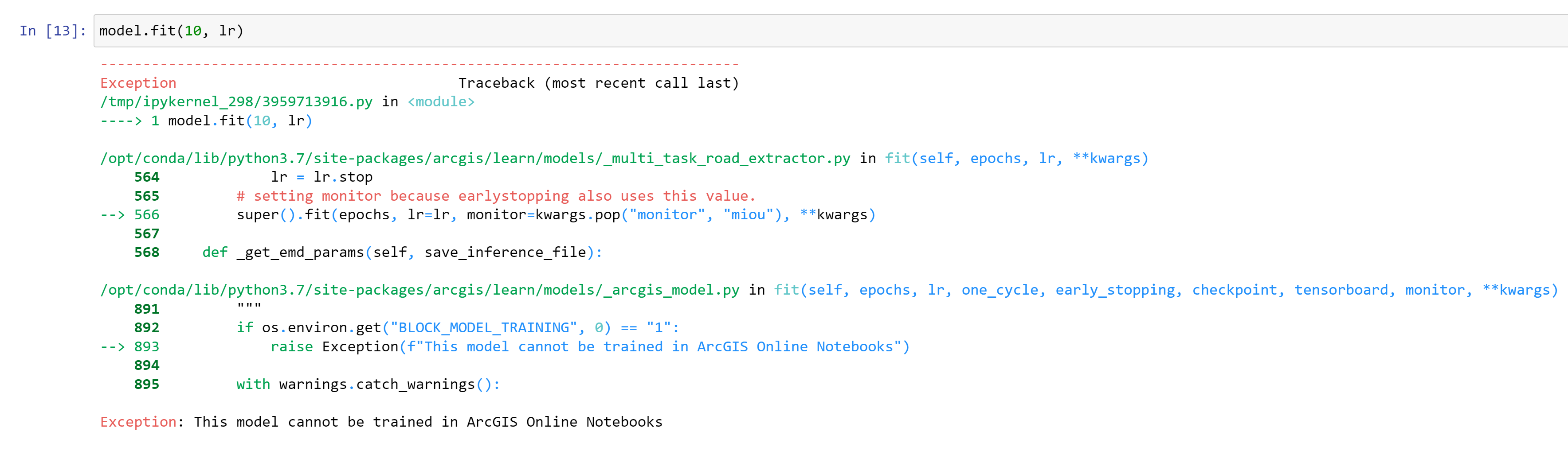 Model Training Error: Deep Learning in ArcGIS Onli... - Esri Community