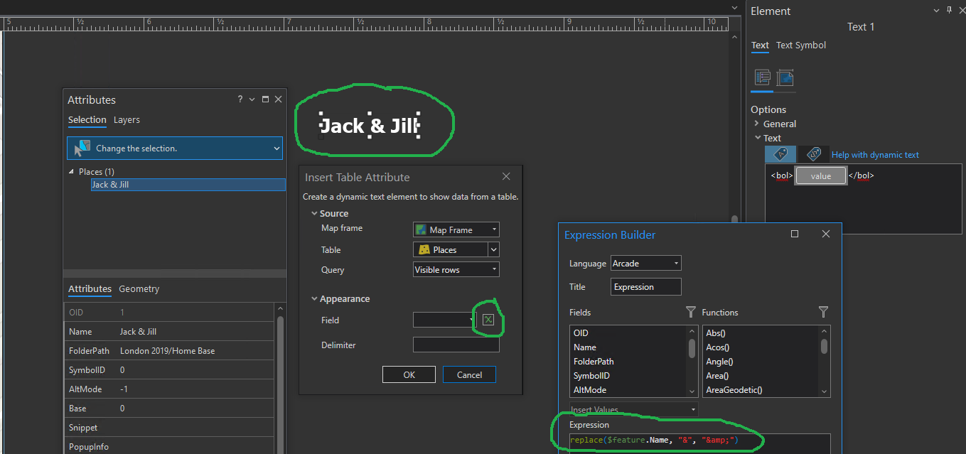 ArcGIS Pro 2.8 Dynamic Text Tags Not Working - Esri Community