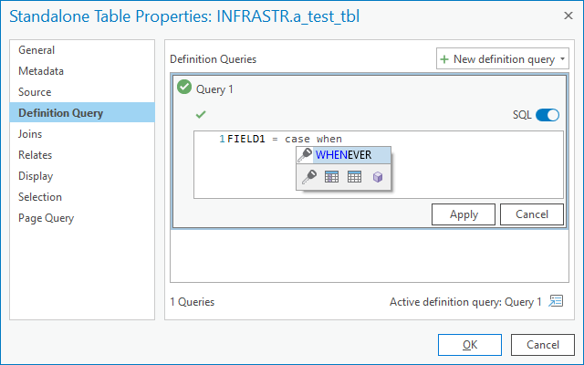 Definition Query SQL shouldn't autocomplete “when ... - Esri Community
