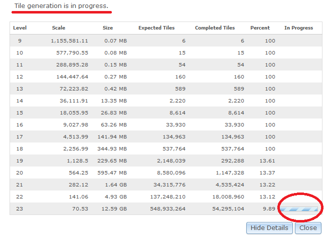 Tile Layer Stuck Building Cache - Esri Community