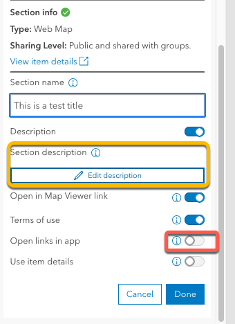 Solved: Portfolio App - Terms of use doesnt appear on the ... - Esri Community