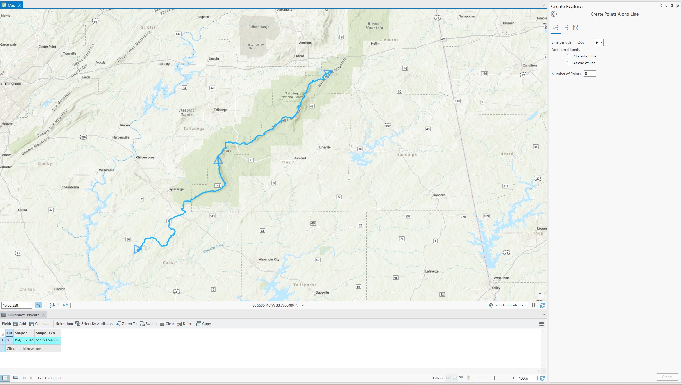 Solved: Points along line - line length wrong - Esri Community