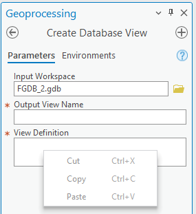 When creating a view, paste SQL using right-click - Esri Community