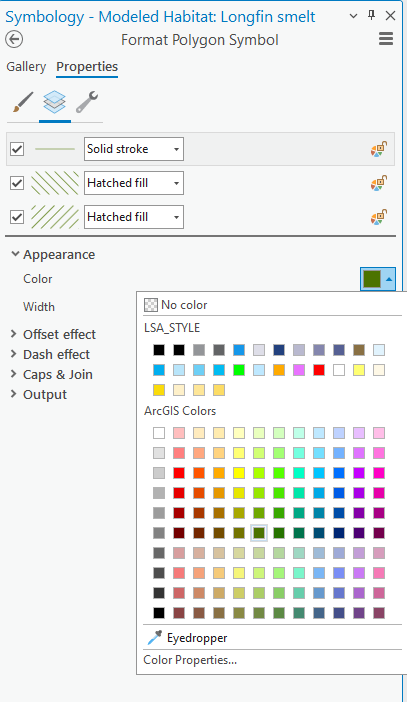Show one row of recently used colors in ArcGIS Pro... - Esri Community