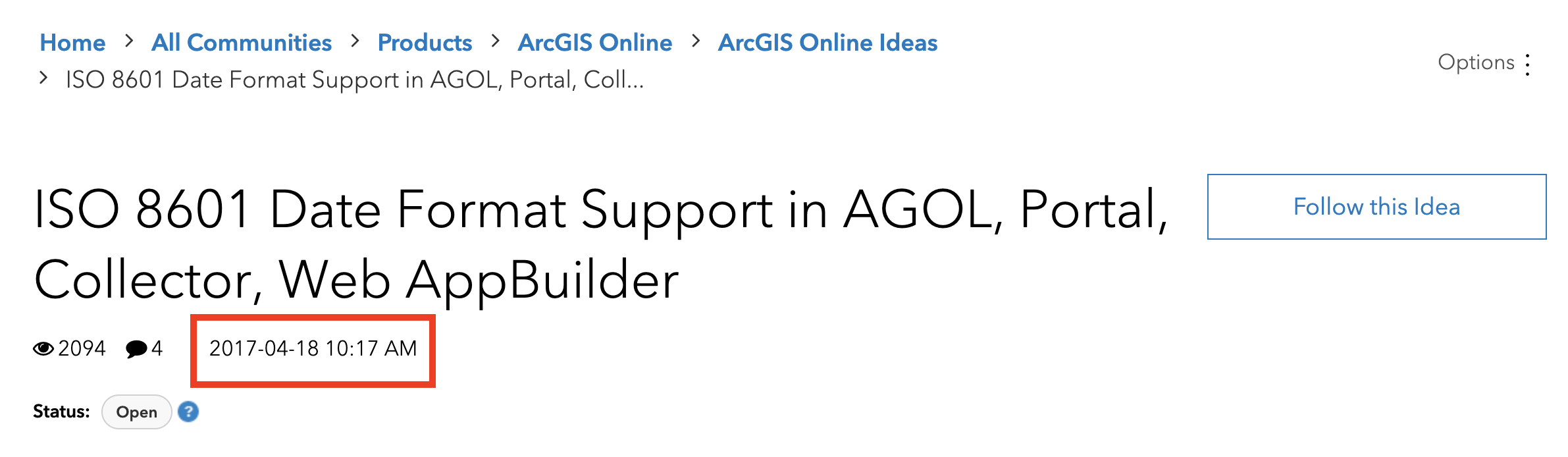 ISO 8601 Date Format Support in AGOL, Portal, Coll... - Esri Community