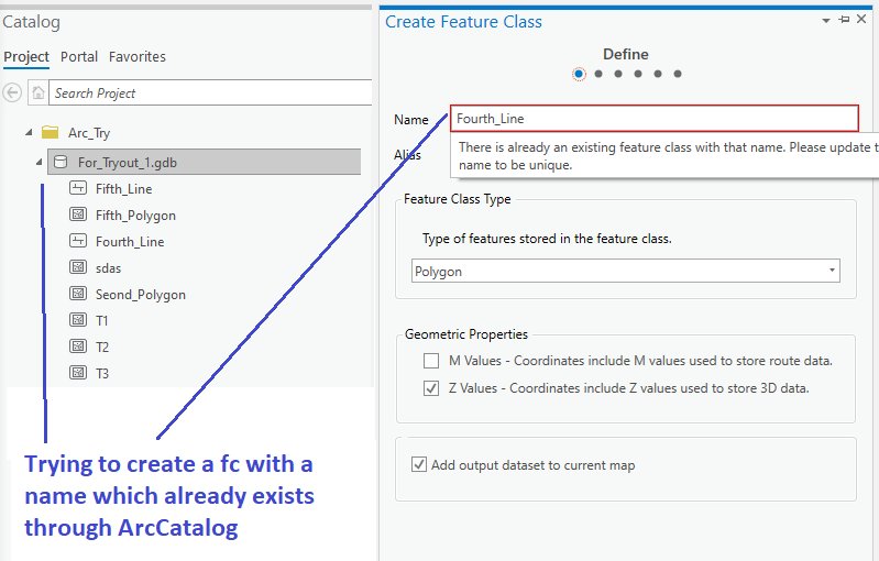 Solved: Create feature class tool overwriting already exis... - Esri Community