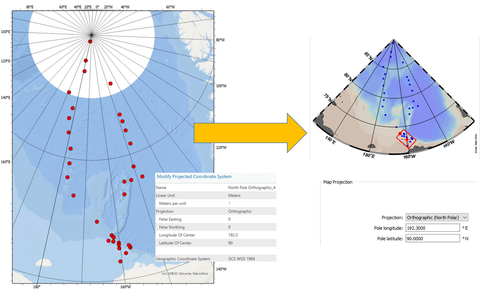 Conical map projection for Arctic North Pole displ... - Esri Community
