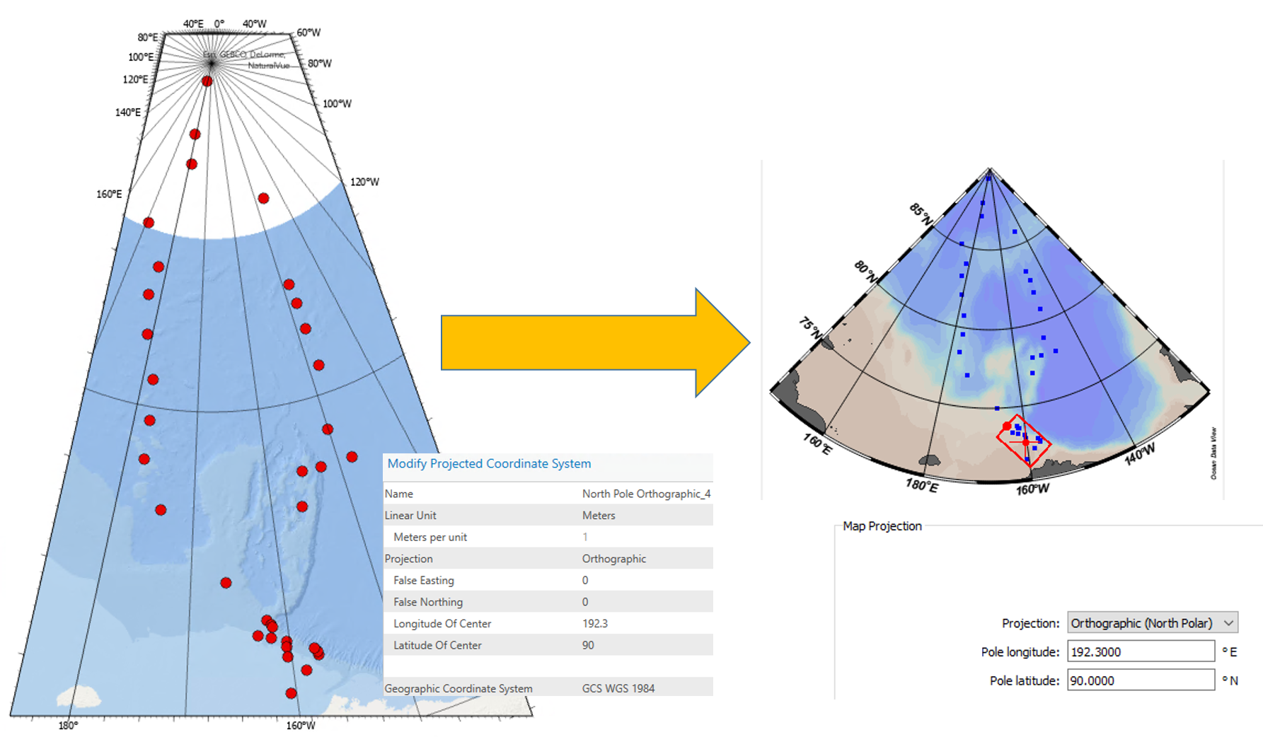 Conical map projection for Arctic North Pole displ... - Esri Community