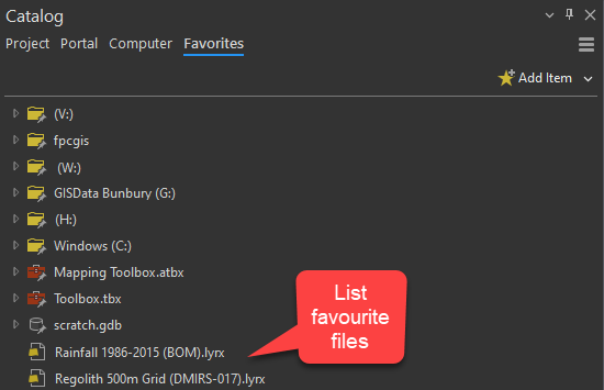 Add individual files to favourites in ArcGIS Pro C... - Esri Community