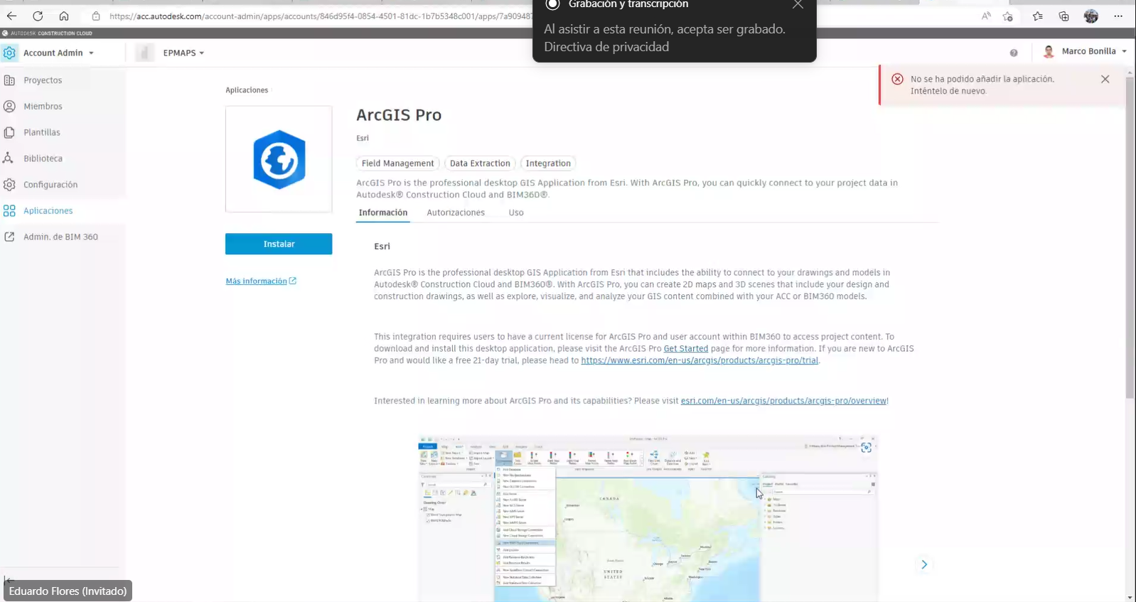 Error while authorize GeoBIM and ArcGIS Pro in Aut... - Esri Community