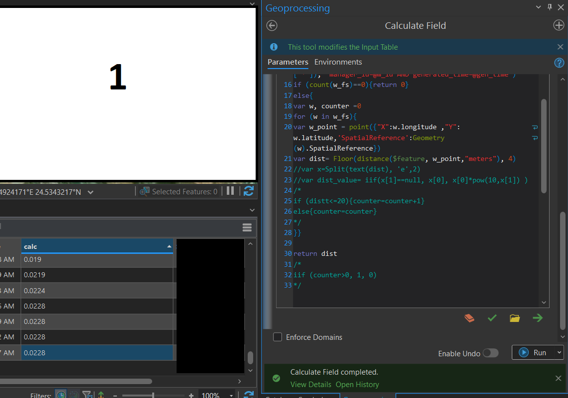 Arcade function "distance" gives values below zero... - Esri Community