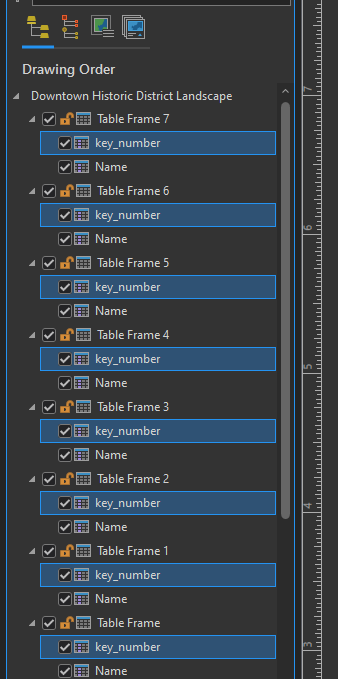 Table frame - manipulate multiple at once - Esri Community