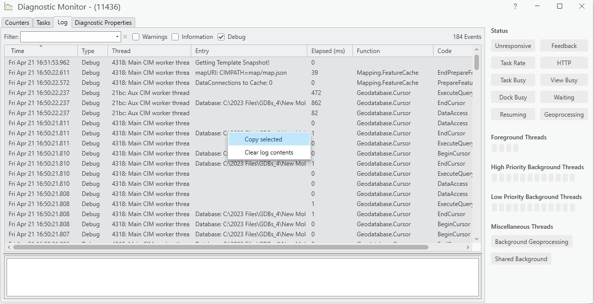 Copy diagnostic monitor logs using CTRL+C - Esri Community
