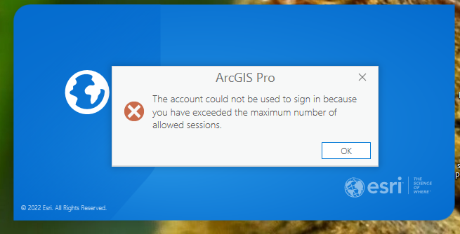 Exceeded the maximum number of allowed sessions - Esri Community