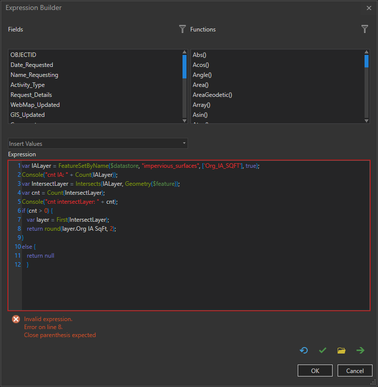 Solved: Attribute Rules Invalid Expression: Close parenthe... - Esri Community