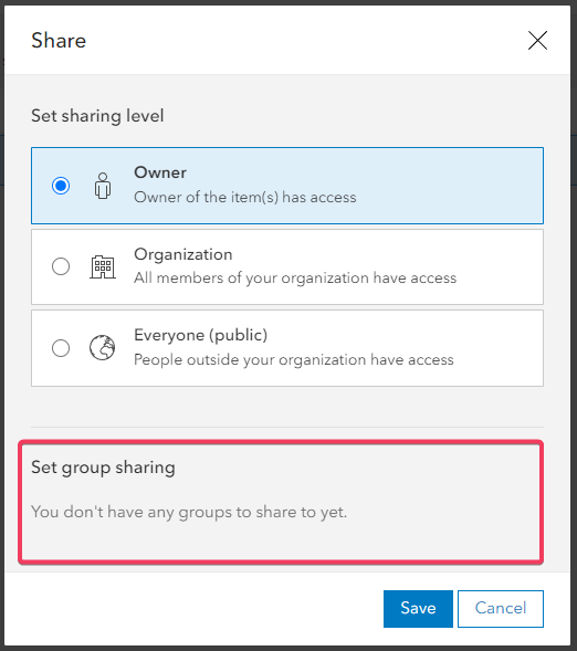 Solved: Sharing issue from items @ 11.1 - Esri Community