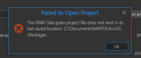 Failed to Open Project Package v3.1.0 - Esri Community