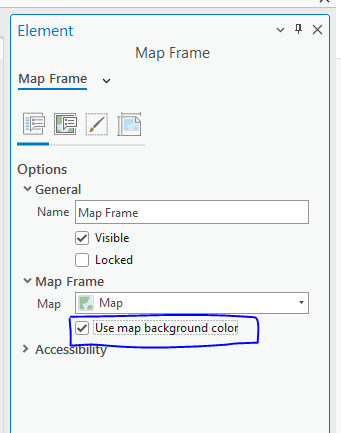 Solved: Can not modify background of map frame - Esri Community