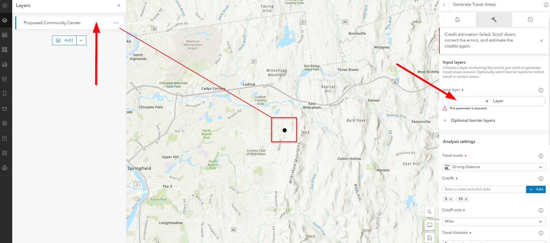 Map Viewer Analysis Error Will not let me choose L... - Esri Community