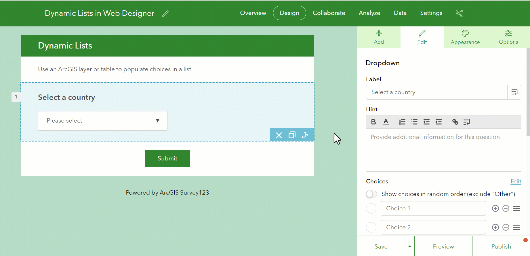Survey123 Tricks of the Trade: Dynamic lists (Web ... - Esri Community