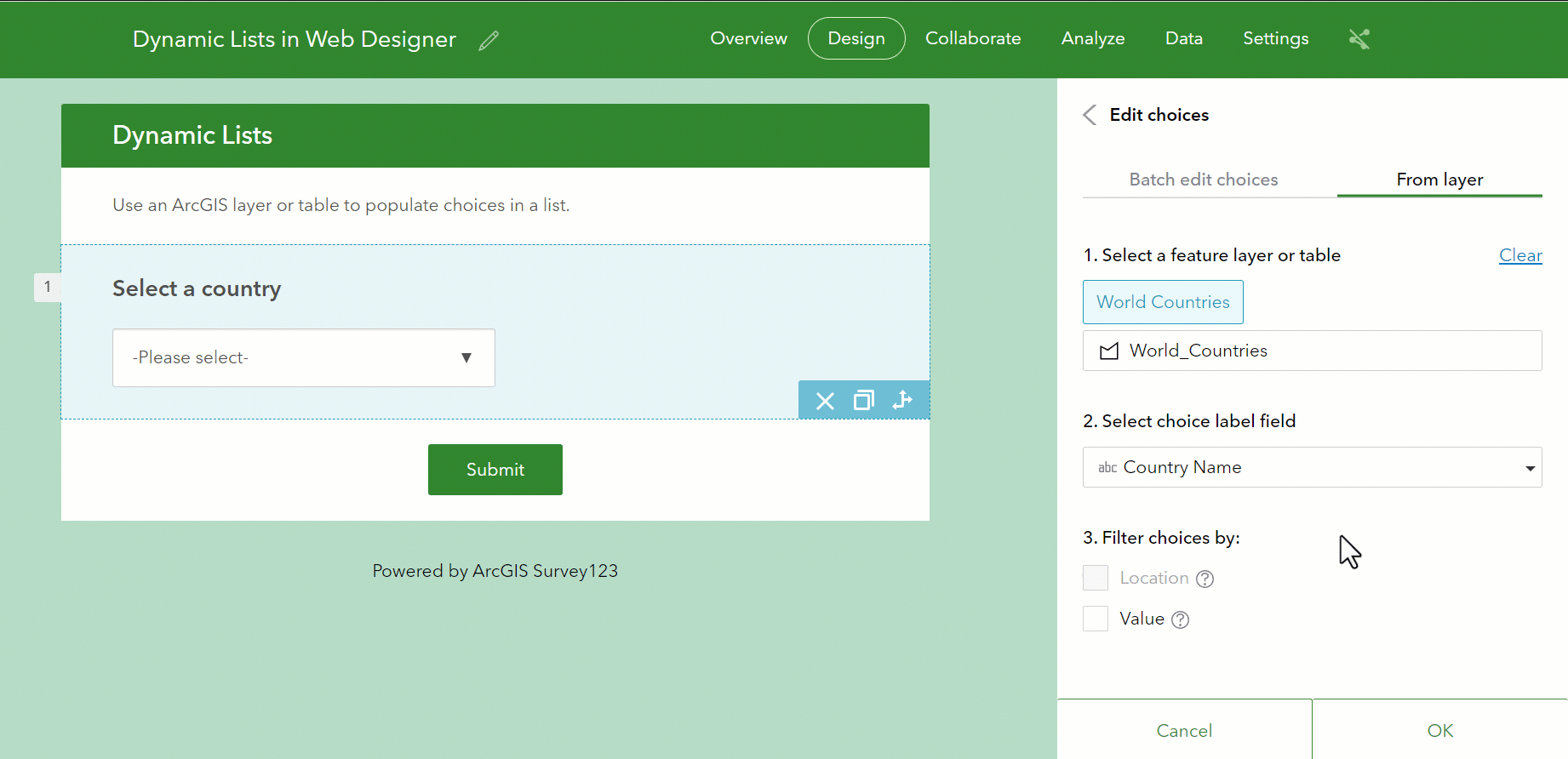 Survey123 Tricks of the Trade: Dynamic lists (Web ... - Esri Community