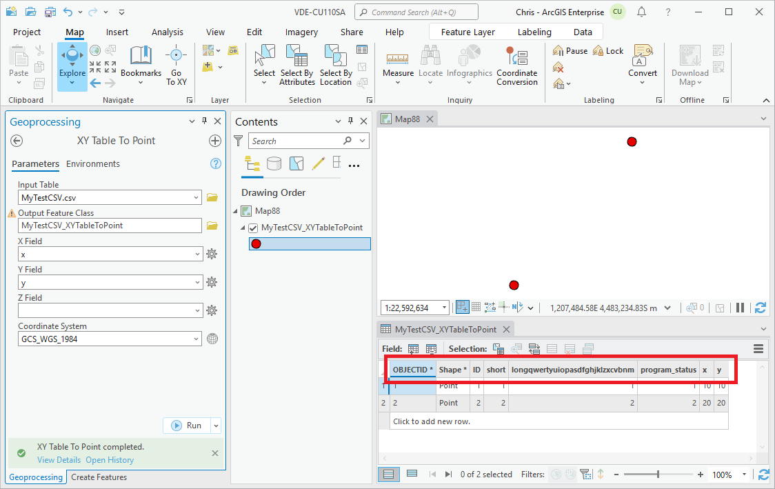 Solved: XY Table to Point is shortening field names when c... - Esri Community