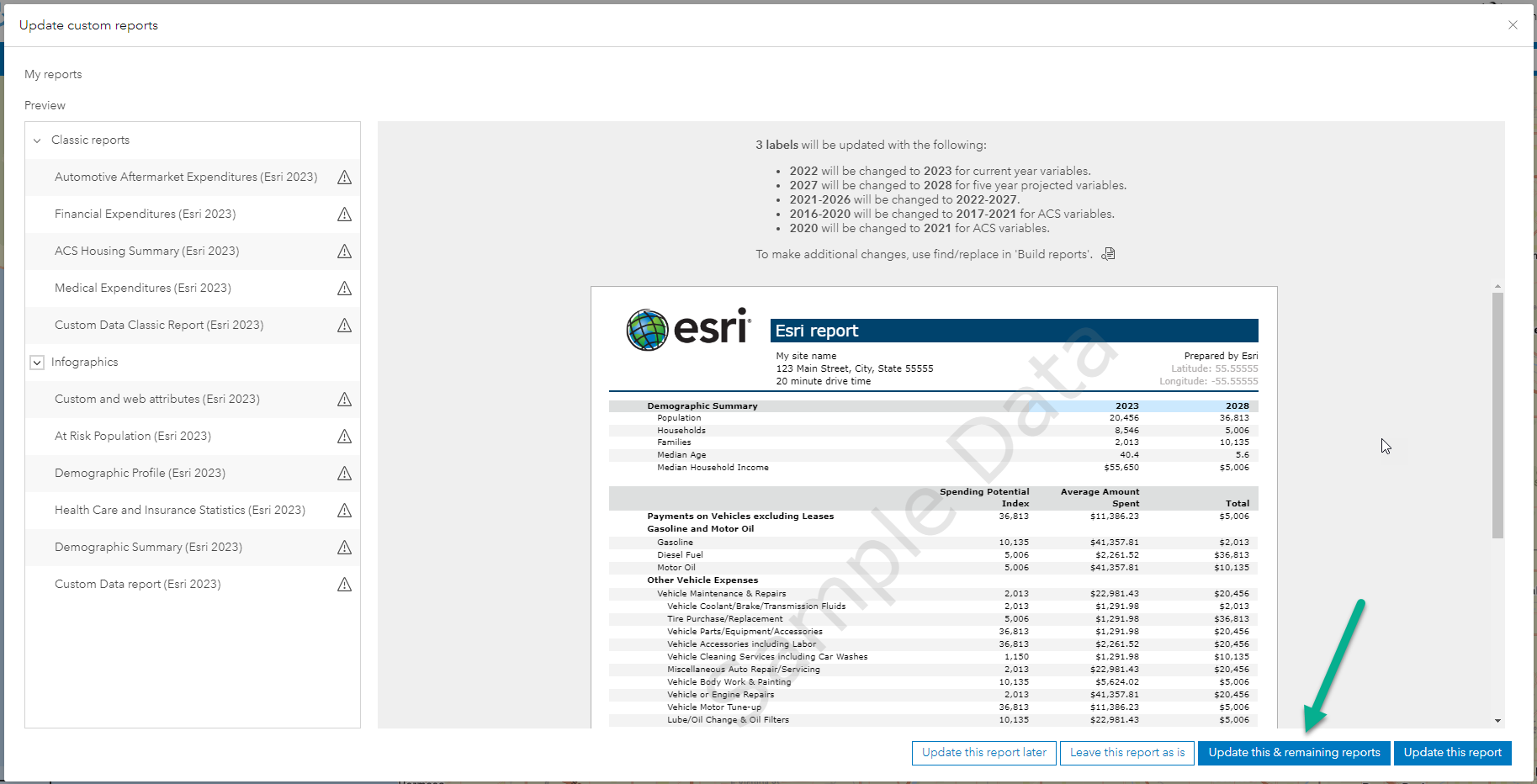 Update your custom infographics and reports to Esr... - Esri Community