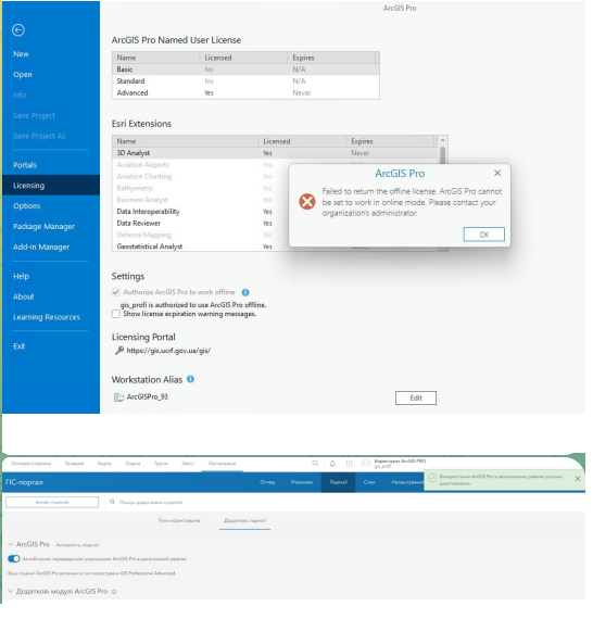 Failed to return the offline license. ArcGIS pro c... - Esri Community