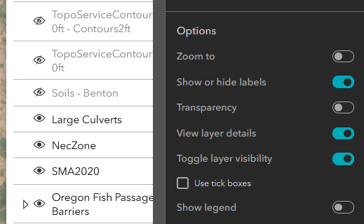 Turn on/ off specific layers in Experience Builder... - Esri Community