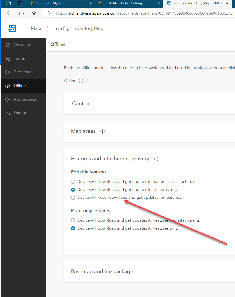 Offline map area unidirectional sync - Esri Community