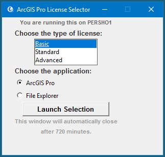 ArcGIS Pro License Level/Type and Program Selector... - Esri Community