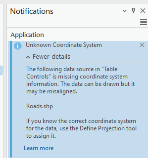 Solved: "Table Controls" is missing coordinate system info... - Esri Community