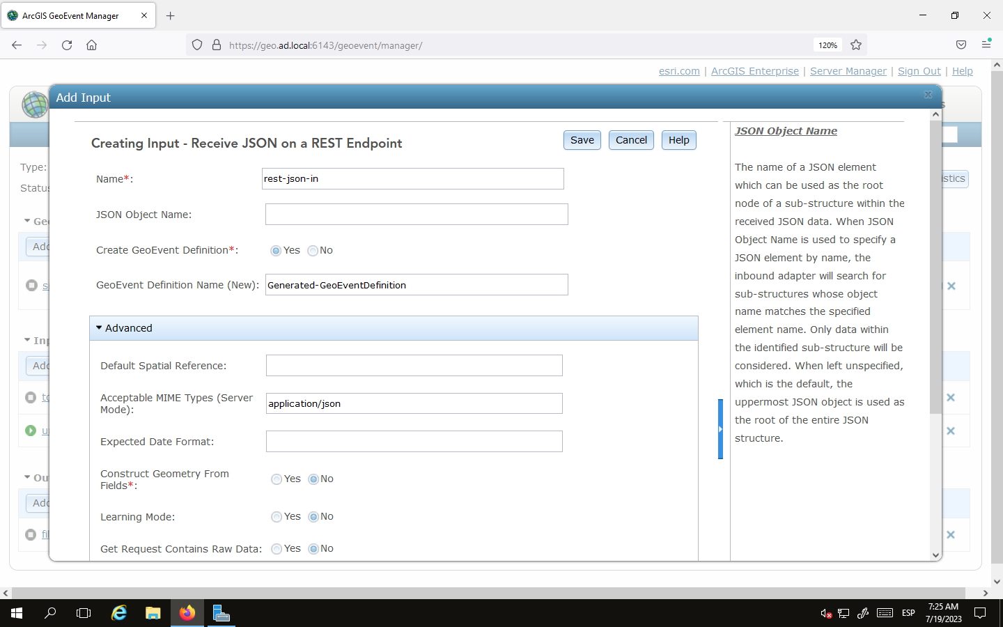 Add an HTTPS input with Headers to GeoEvent - Esri Community