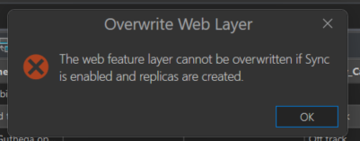 Solved: Cannot overwrite layer that is set to sync and has... - Esri Community