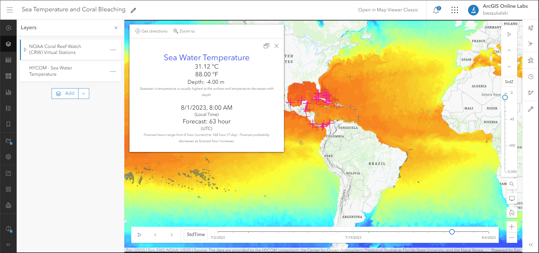 Map in a minute: Map sea temperature and coral ble... - Esri Community
