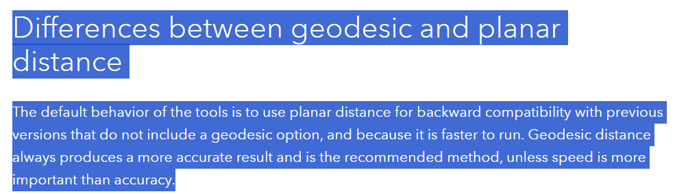 Geodesic for measuring; Planar for analysis - Esri Community