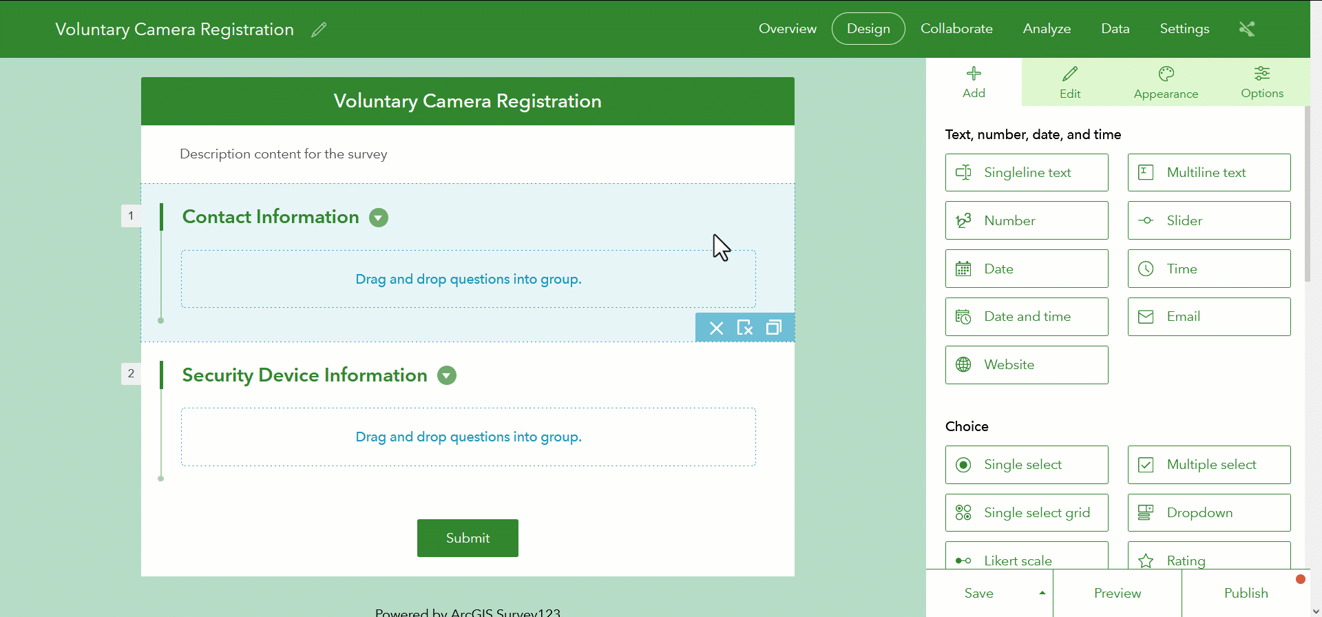 How to create a Voluntary Camera Registration form... - Esri Community