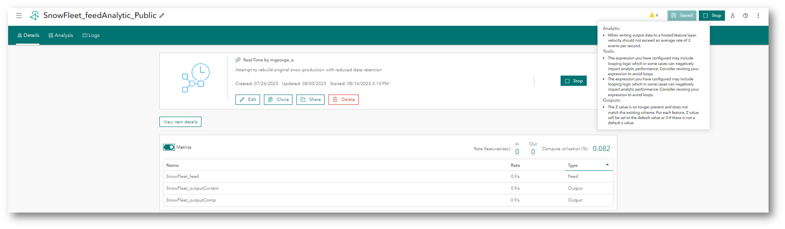 Errors in Velocity workflow: Feed, Realtime Analyt... - Esri Community