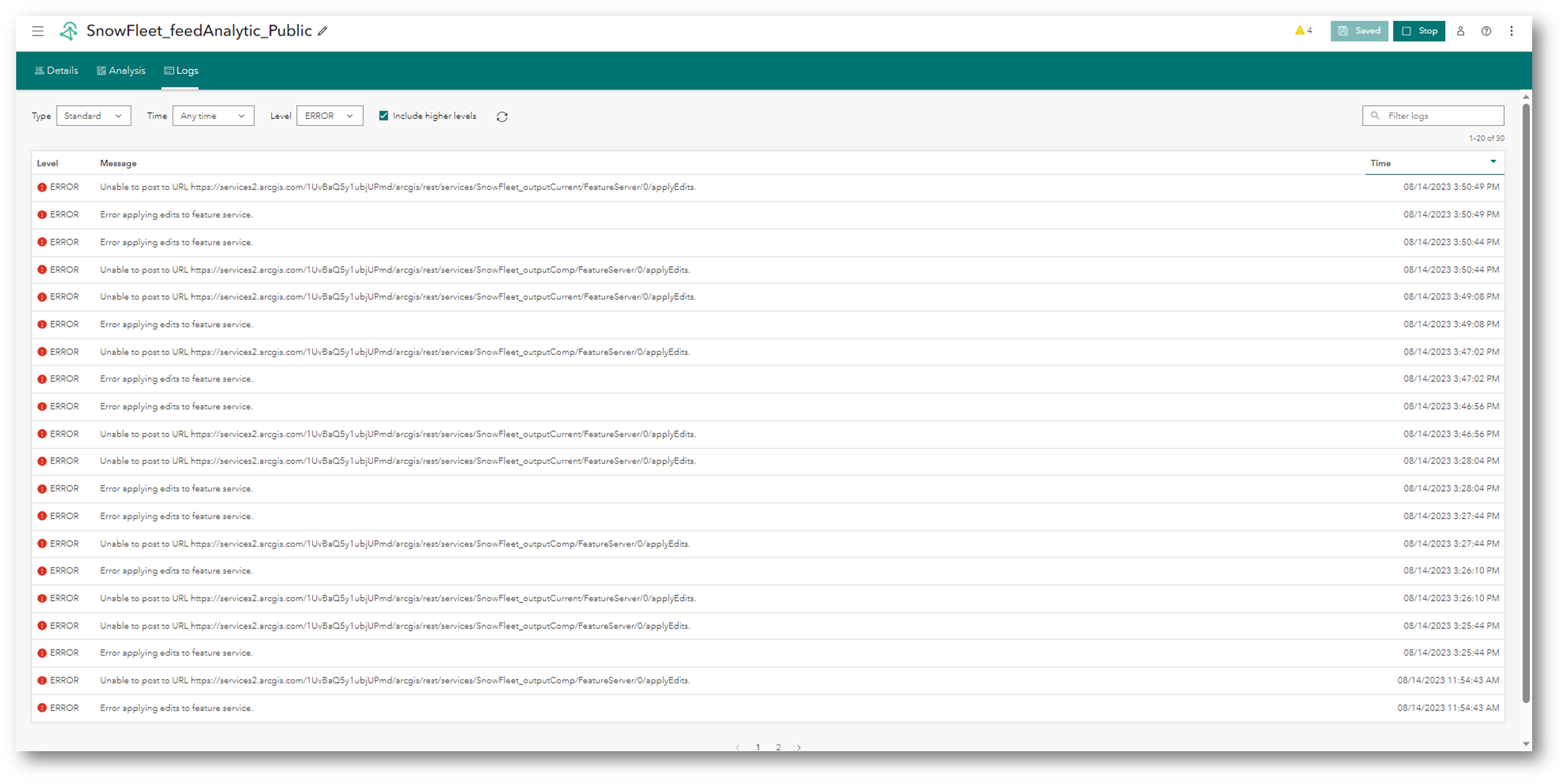 Errors in Velocity workflow: Feed, Realtime Analyt... - Esri Community