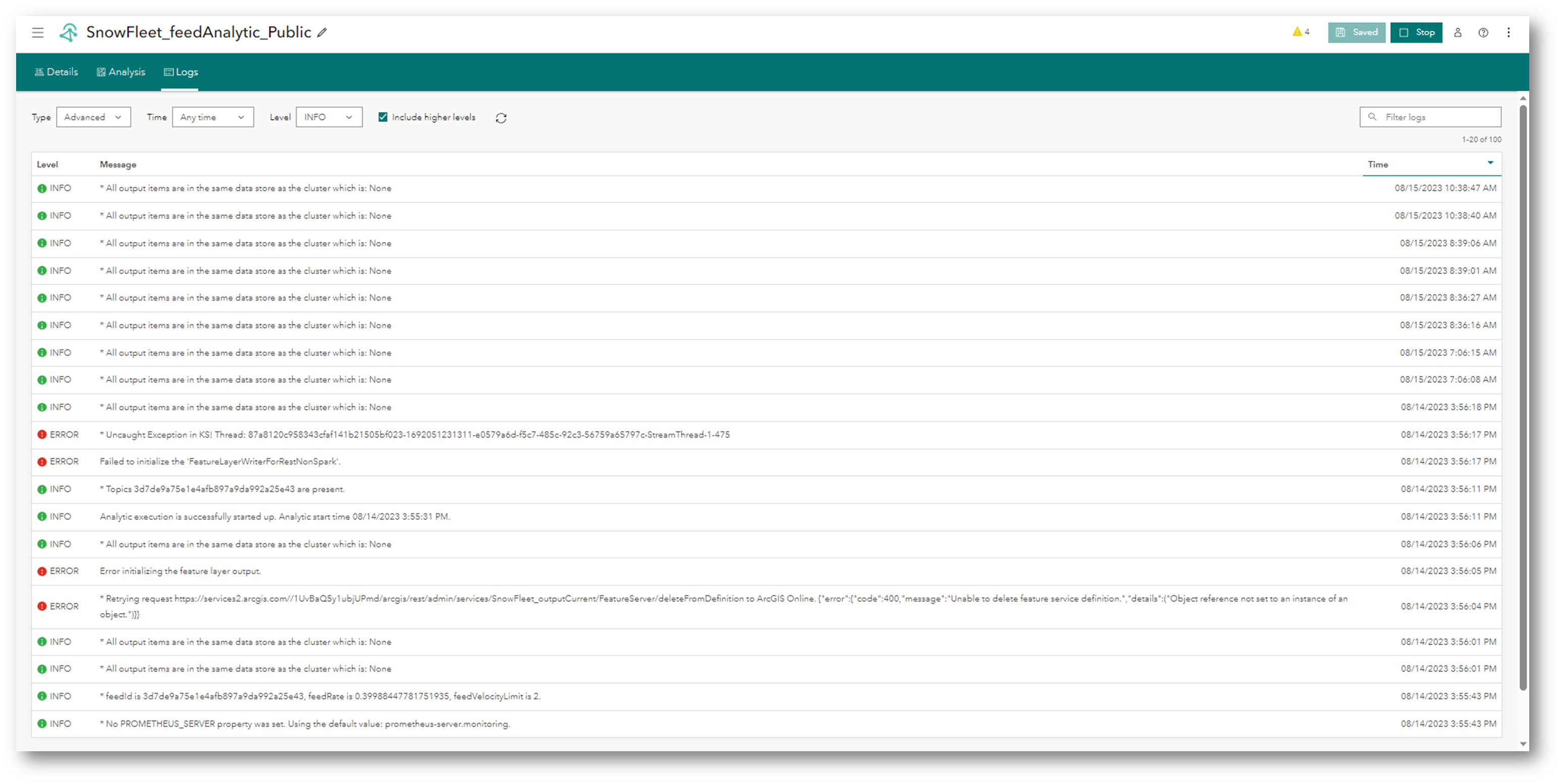 Errors in Velocity workflow: Feed, Realtime Analyt... - Esri Community