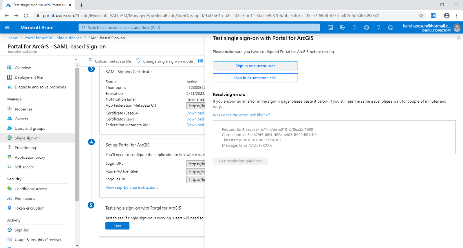 Walk-through of Azure Active Directory integration... - Esri Community